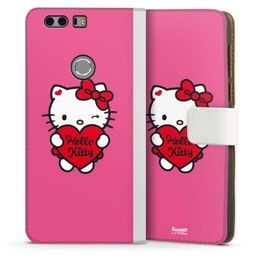 DeinDesign Handyhülle Hello Kitty Fanartikel Herz Hello Kitty - Sweet Heart, Huawei Honor 8 Hülle Handy Flip Case Wallet Cover Handytasche Leder, weiß