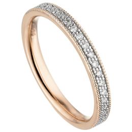 Jobo Fingerring Ring mit 19 Diamanten, 585 Roségold, goldfarben