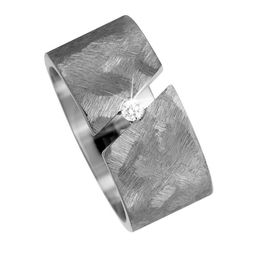 Jobo Partnerring Breiter Ring mit Diamant 0,05 ct., Titan, silberfarben