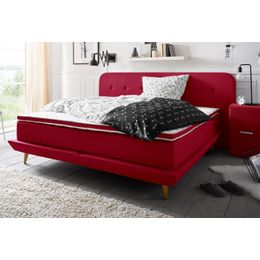 Andas Boxspringbett Premium, Steppung mit Knopfheftung, inkl. Topper, rot