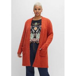 sheego by Joe Browns Longstrickjacke Große Größen in melierter Optik, orange