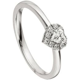 Jobo Diamantring Herz-Ring mit 10 Diamanten, 585 Weißgold, silberfarben|weiß