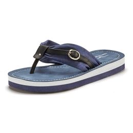 Venice Beach Badezehentrenner Sandale, Pantolette, Badeschuh, Flip Flop mit modischem Print VEGAN, blau|schwarz