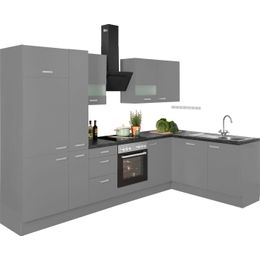 Optifit Winkelküche Parma, mit E-Geräten, Stellbreite 315 x 175 cm, grau|schwarz