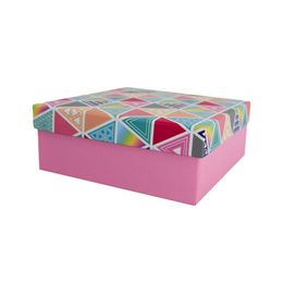 Out of the Blue Stapelbox Geschenkkarton in verschiedenen Größen rosa mit Dreiecken
