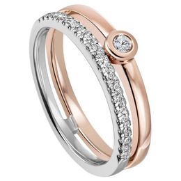 Jobo Fingerring Ring mit 22 Diamanten, 585 Gold bicolor, goldfarben