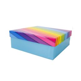 Out of the Blue Stapelbox Geschenkkarton in verschiedenen Größen hellblau mit Regenbogen