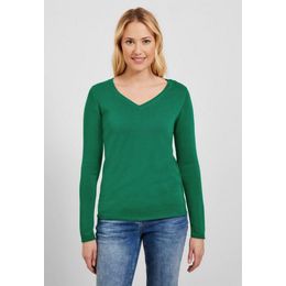 Cecil V-Ausschnitt-Pullover mit femininem V-Ausschnitt, grün