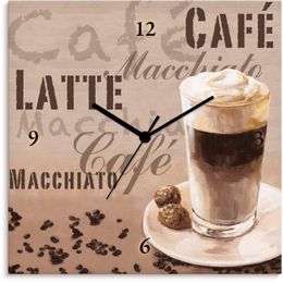 Artland Wanduhr Kaffee - Latte Macchiato (wahlweise mit Quarz- oder Funkuhrwerk, lautlos ohne Tickgeräusche), beige