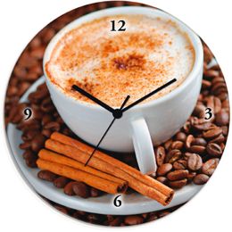 Artland Wanduhr Cappuccino - Kaffee (wahlweise mit Quarz- oder Funkuhrwerk, lautlos ohne Tickgeräusche), braun