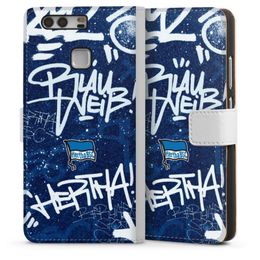 DeinDesign Handyhülle Hertha BSC Graffiti Offizielles Lizenzprodukt Street Graffiti, Huawei P9 Hülle Handy Flip Case Wallet Cover Handytasche Leder