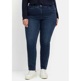 sheego Stretch-Jeans Große Größen mit Zierösen, in Five-Pocket-Form, blau