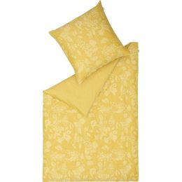 Bettwäsche Blossom, Musterring, Satin, 2 teilig, aus nachhaltigerer Baumwolle, gelb