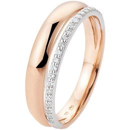 Jobo Fingerring, 585 Roségold bicolor mit 23 Diamanten, goldfarben