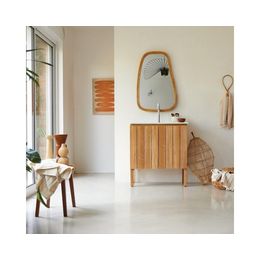 Tikamoon Waschtisch Jill Badezimmermöbel aus massivem Teakholz und Keramik 80 cm