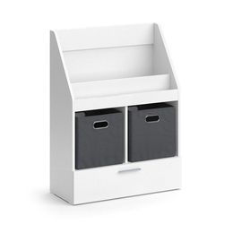 VICCO Bücherregal Bücherschrank LUIGI Weiß mit 2 Faltboxen