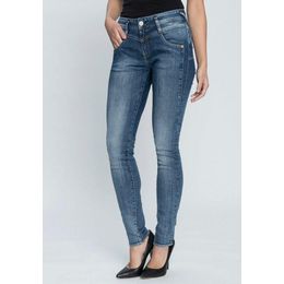 Herrlicher Slim-fit-Jeans COSY SLIM Shaping-Wirkung durch eingearbeiteten Keileinsatz, blau
