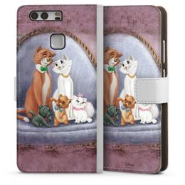 DeinDesign Handyhülle Aristocats Disney Offizielles Lizenzprodukt Aristocats, Huawei P9 Hülle Handy Flip Case Wallet Cover Handytasche Leder, weiß