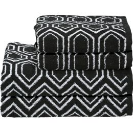 done.® Handtuch Set Daily Shapes Ethno, Jacquard-Walkfrottier (Set, 4-St), modernes Muster, in verschiedenen Set Varianten erhältlich, schwarz