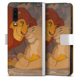 DeinDesign Handyhülle König der Löwen Disney Liebe Lion Love, Huawei P30 Hülle Handy Flip Case Wallet Cover Handytasche Leder, weiß