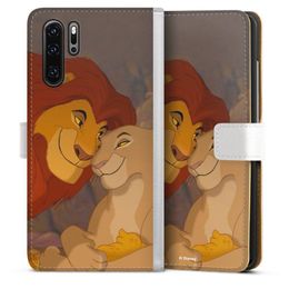 DeinDesign Handyhülle König der Löwen Disney Liebe Lion Love, Huawei P30 Pro Hülle Handy Flip Case Wallet Cover Handytasche Leder, weiß