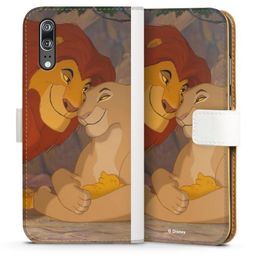 DeinDesign Handyhülle König der Löwen Disney Liebe Lion Love, Huawei P20 Hülle Handy Flip Case Wallet Cover Handytasche Leder, weiß