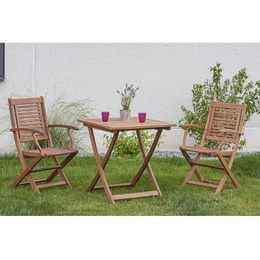 Merxx Cordoba Set 3tlg 2 Sessel Klapptisch 70x70cm Eukalyptus