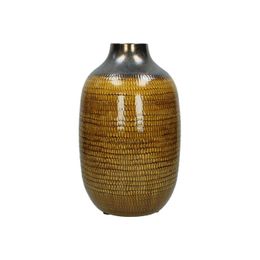 Engelnburg Dekovase Hochwertige Blumenvase Vase Keramik Handgefertigt Gelb 22x22x36cm (kein Set