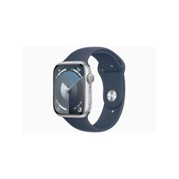 Apple Watch Series 9 GPS 45mm - Silver Aluminium Case with Storm Blue Sport Band - S/M