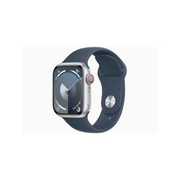 Apple Watch Series 9 GPS + Cellular 41mm - Silver Aluminium Case with Storm Blue Sport Band - S/M