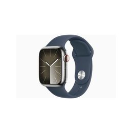 Apple Watch Series 9 GPS + Cellular 41mm - Silver Stainless Steel Case with Storm Blue Sport Band - S/M
