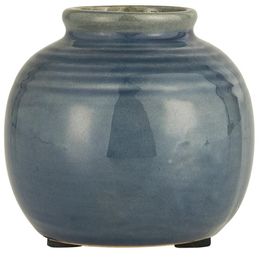 IB Laursen Mini Vase mit Rillen, H7,5/Ø8 cm, blau