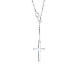 Elli Collierkettchen Y-Kette mit Kreuz und Infinity Symbol 925 Silber, silberfarben