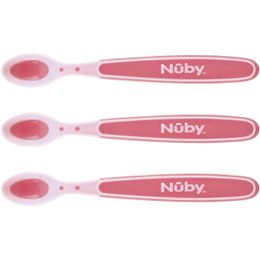 Nuby Kinderlöffel Breilöffel Soft Flex, 3er Set, pink (3 Stück), mit Wärmesensor, rosa