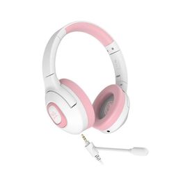 SADES Shaman SA-724 Gaming Headset, weiß/pink, USB, kabelgebunden Gaming-Headset (Mikrofon abnehmbar, Stereo, Over Ear, PC, PST, XBox, Nintendo Switch, VR, Phone), weiß