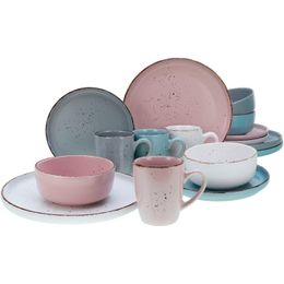 Creatable Kombiservice Geschirr-Set Modern Fashion (16-tlg), 4 Personen, Steinzeug, Service, unregelmäßige Sprenkel, 16 Teile, für 4 Personen, bunt