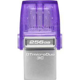 Kingston DATATRAVELER® MICRODUO™ 3C 256GB USB-Stick (USB 3.2, Lesegeschwindigkeit 200 MB/s), lila
