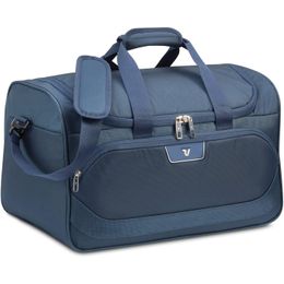 Roncato Reisetasche Joy, 50 cm, Handgepäcktasche Reisegepäck mit Trolley-Aufsteck-System, blau