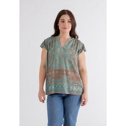 October Klassische Bluse mit sommerlichem Allover-Muster, blau