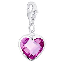 Amor Charm Herz 2023154, mit Zirkonia (synth), rosa|silberfarben