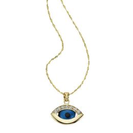 Firetti Kette mit Anhänger Schmuck Geschenk Gold 333 Halsschmuck Halskette "magisches Auge", mit Kristallstein, Zirkonia (synth), blau|gelb|goldfarben|schwarz