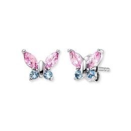 Herzengel Paar Ohrstecker Schmetterling, HEE-BUTTERFLY1-ZI-ST, mit Zirkonia (synth), blau|bunt|rosa|silberfarben