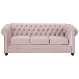 Home Affaire Chesterfield-Sofa New Castle, mit hochwertiger Knopfheftung in Chesterfield-Design, B/T/H: 203/86/72, rosa