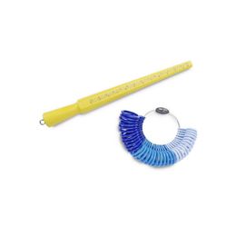 HELI Ringmaß Schmuck Geschenk Fingerringe - Ringgröße ermitteln (Set, 2-tlg), und Ringstock, blau|bunt|gelb