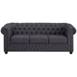 Home Affaire Chesterfield-Sofa New Castle, mit hochwertiger Knopfheftung in Chesterfield-Design, B/T/H: 203/86/72, schwarz