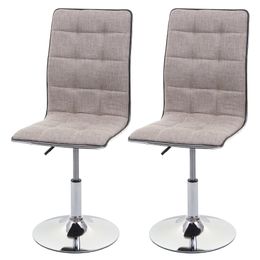 2er-Set Esszimmerstuhl MCW-C41, Stuhl K&uuml;chenstuhl, h&ouml;henverstellbar drehbar, Stoff/Textil MVG ~ creme-grau