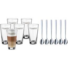 WMF Gläser-Set Clever&More, Cromargan® Edelstahl Rostfrei 18/10, Glas, Glas stapelbar, 12-teilig, silberfarben|weiß