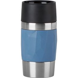 Emsa Thermobecher Travel Mug Compact, Edelstahl, Kunststoff, Silikon, 0,3L, Edelstahl, 3h warm/6h kalt, 360°Trinköffnung, spülmaschinenfest, blau