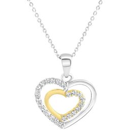 Firetti Kette mit Anhänger Schmuck Geschenk Silber 925 Halsschmuck Halskette Ankerkette Herz, mit Zirkonia (synth), gelb|goldfarben|silberfarben|weiß