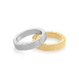 Calvin Klein Fingerring Schmuck Edelstahl Fingerring Damenring DEFIANT (Set, 2-tlg), mit Zirkonia (synth), gelb|goldfarben